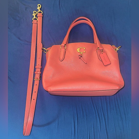 Coach | Bags | Coach 317 Remi Pebbled Leather Satchel Pink | Poshmark